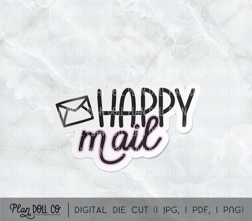 Digital Happy Mail Sticker Script Planner Digital Die Cut | Etsy