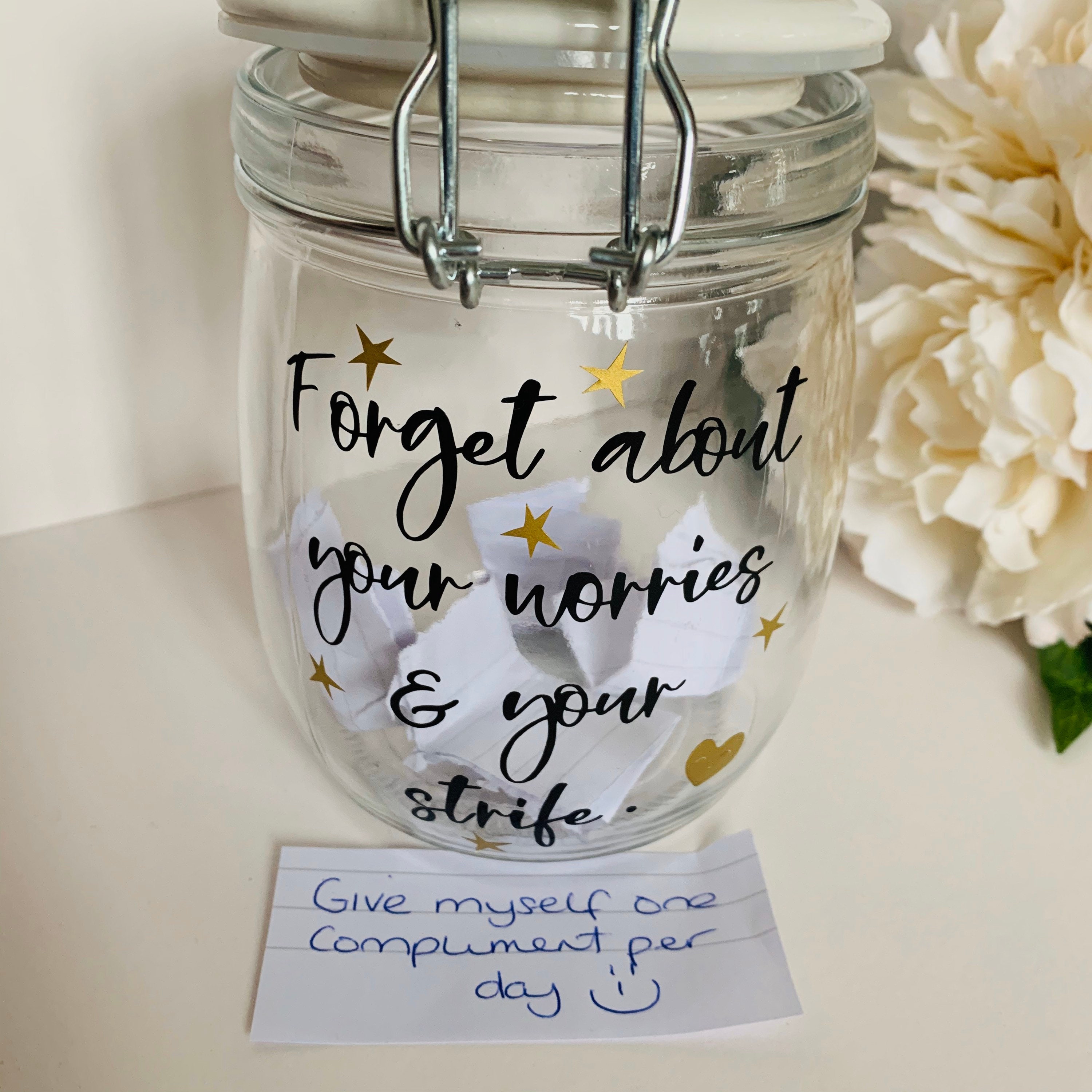 Personalised Worry Jar Child's Positivity Jar Well - Etsy UK