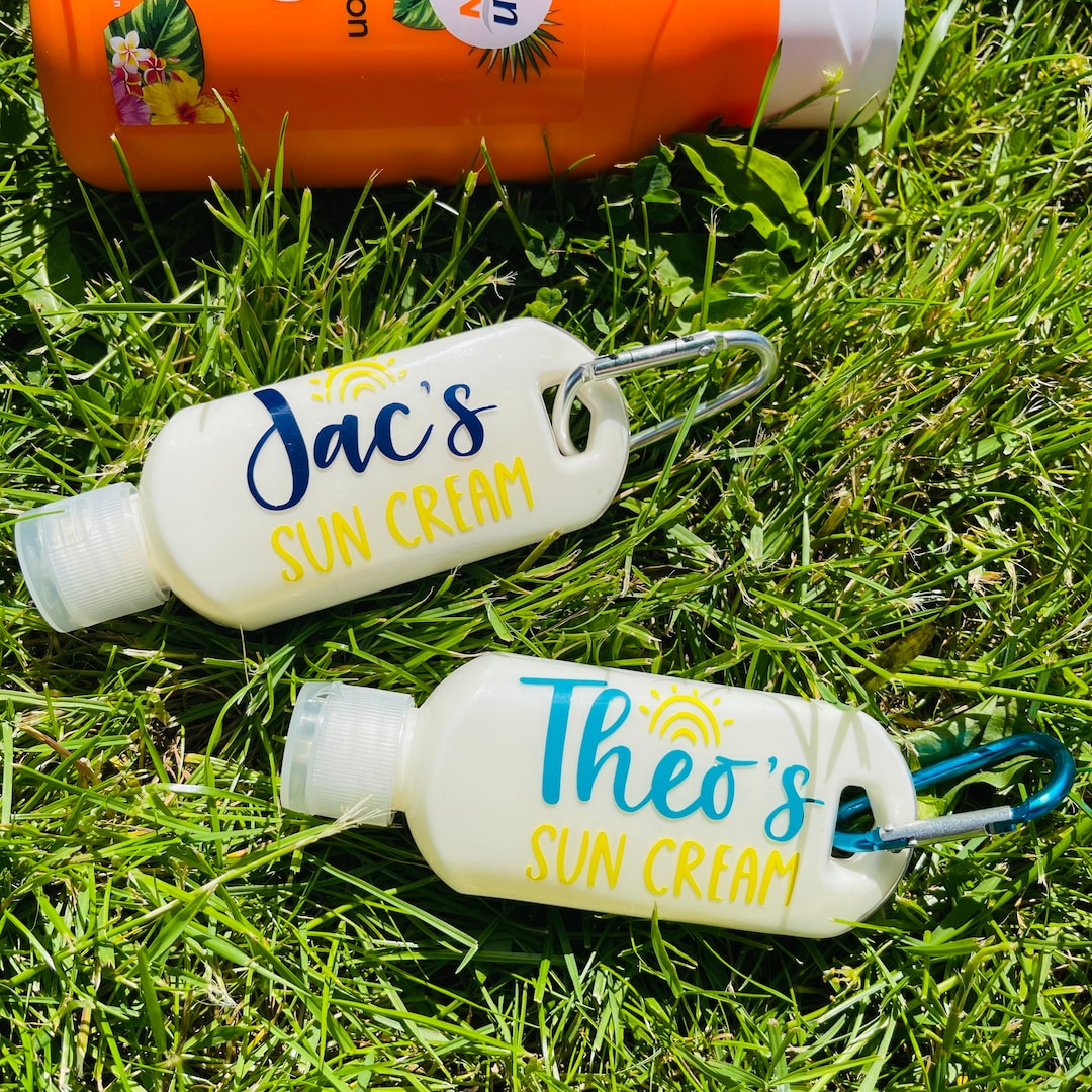 Personalized Sun Cream Clip-on Bottle: Refillable Travel Dispenser ...