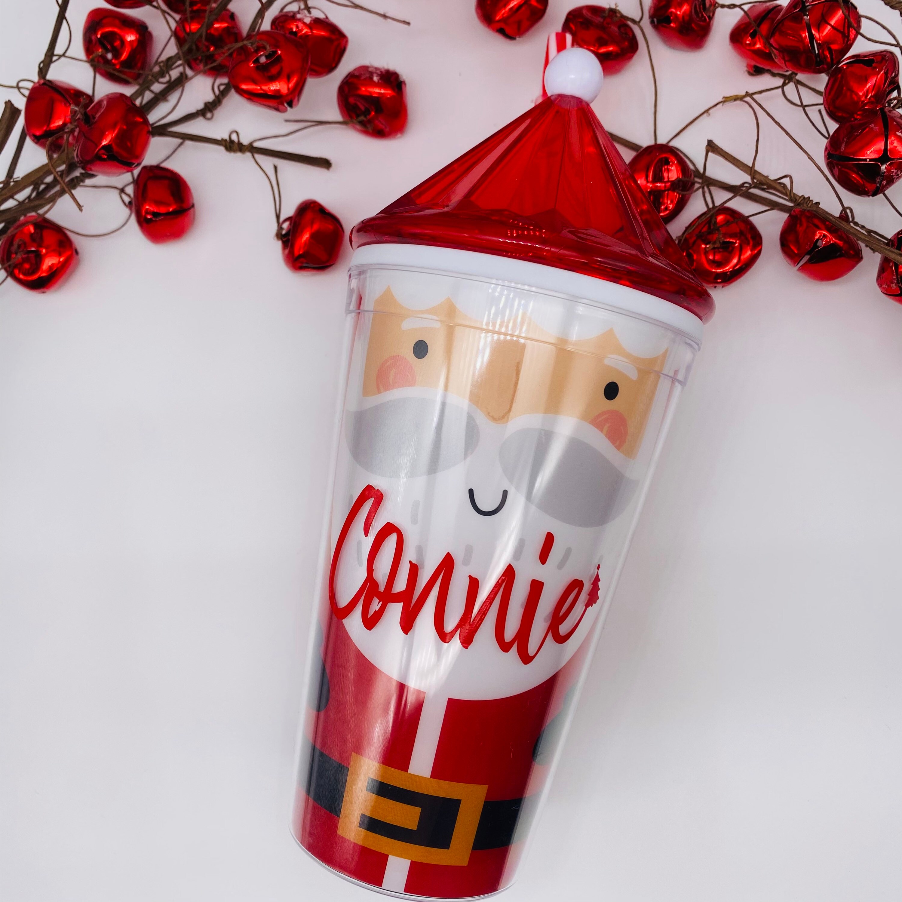 Personalised Christmas Elf Santa Cup With Straw Santa Drinks - Etsy UK
