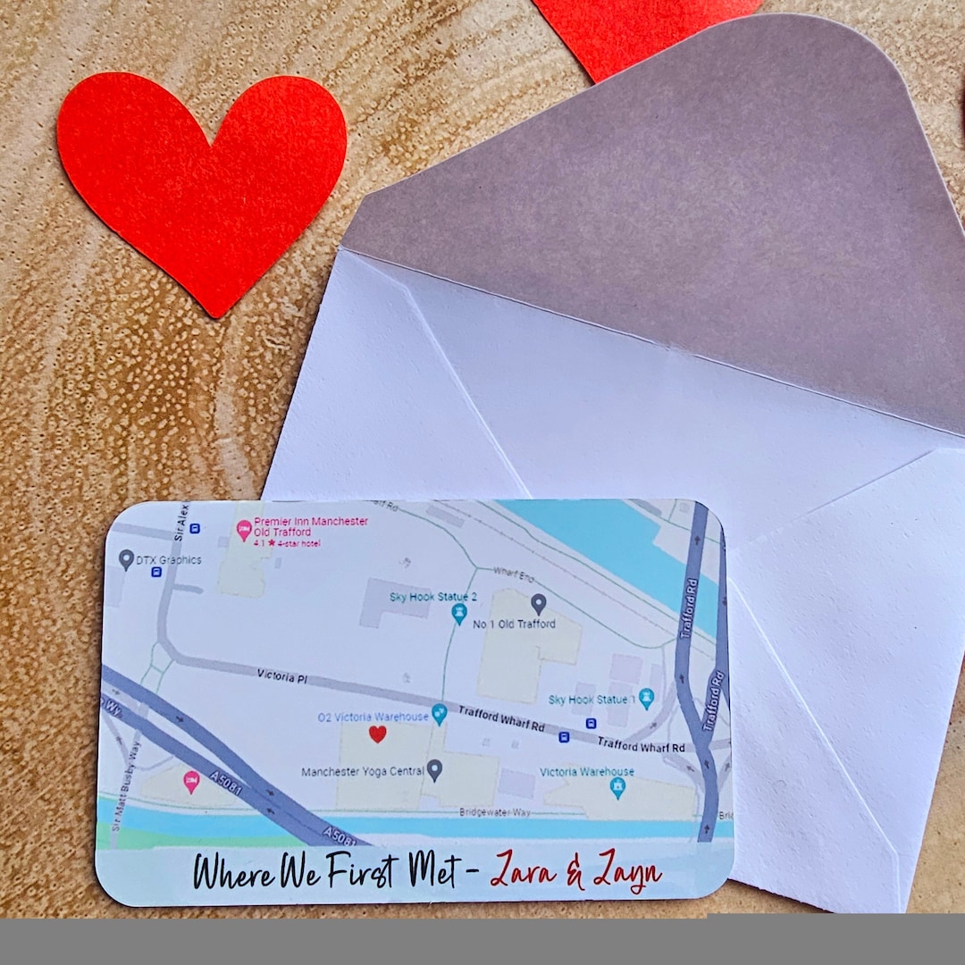 Where We First Met Map Card, Wallet Card, First Date, Valentines Gift ...