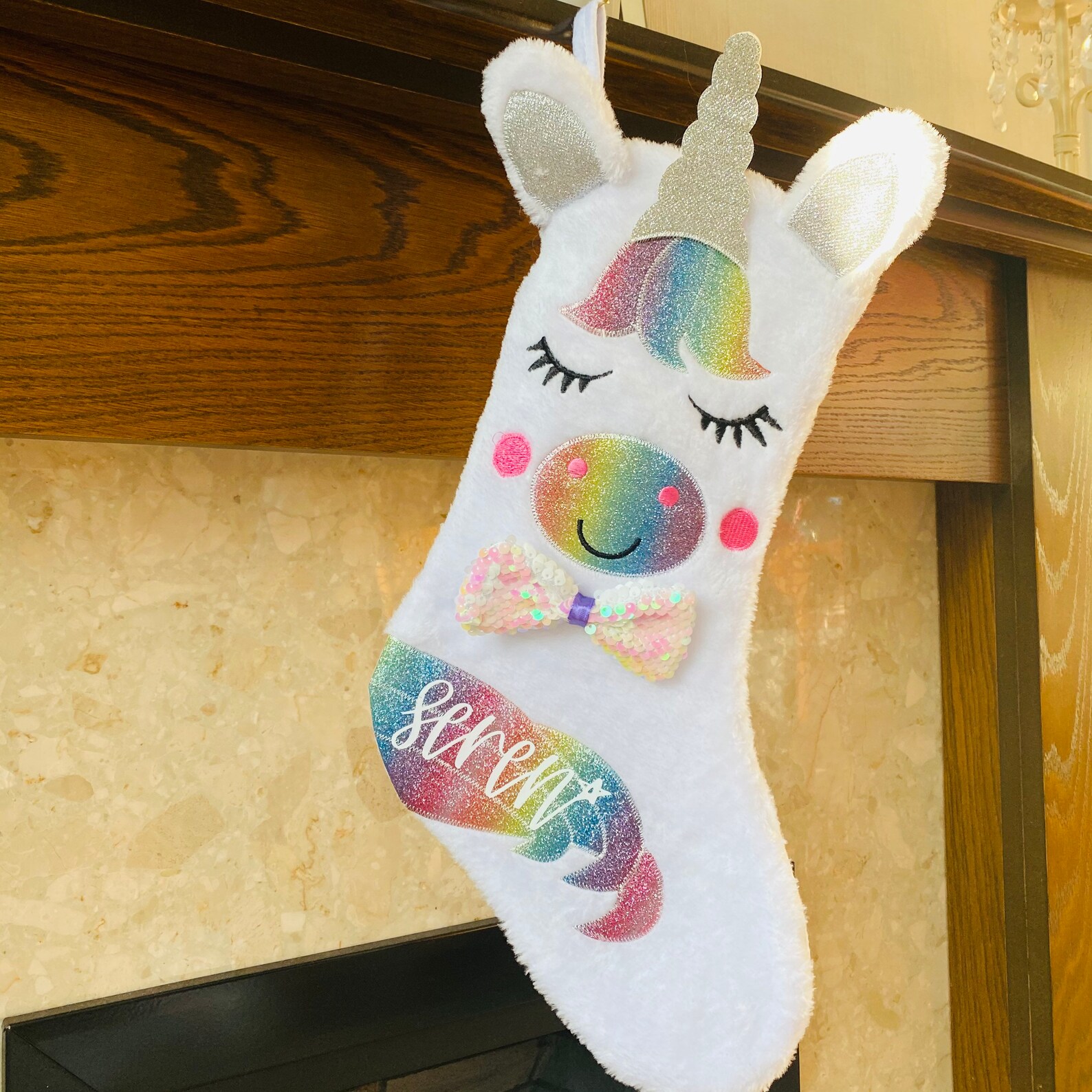 Personalised Unicorn Christmas Stocking - LED Light - Childrens ...