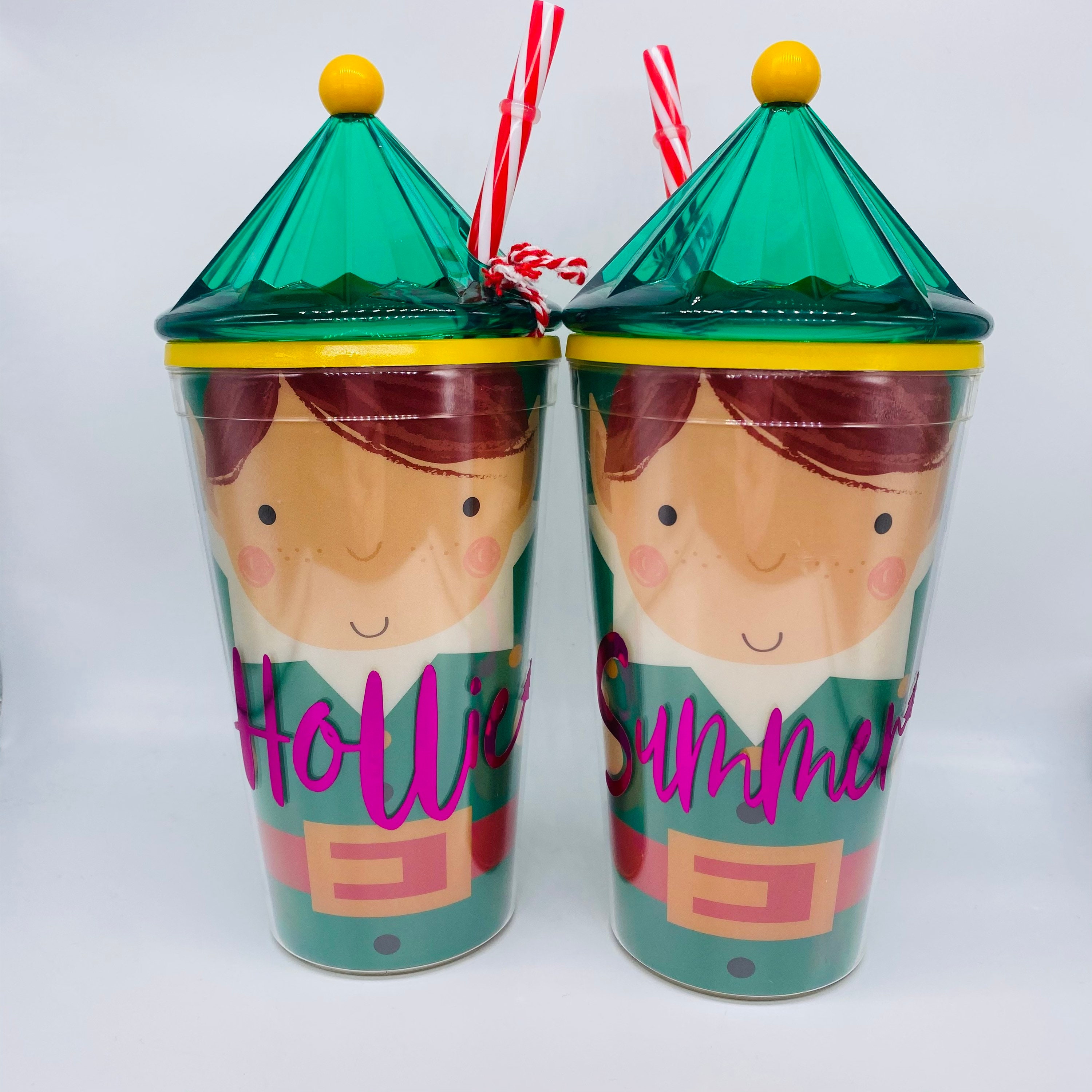 Personalised Christmas Santa Elf Drinking Cup With Straw | Etsy UK