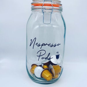 Personalised Coffee Pod Jar - Nespresso Capsule Jar - Coffee Storage ...