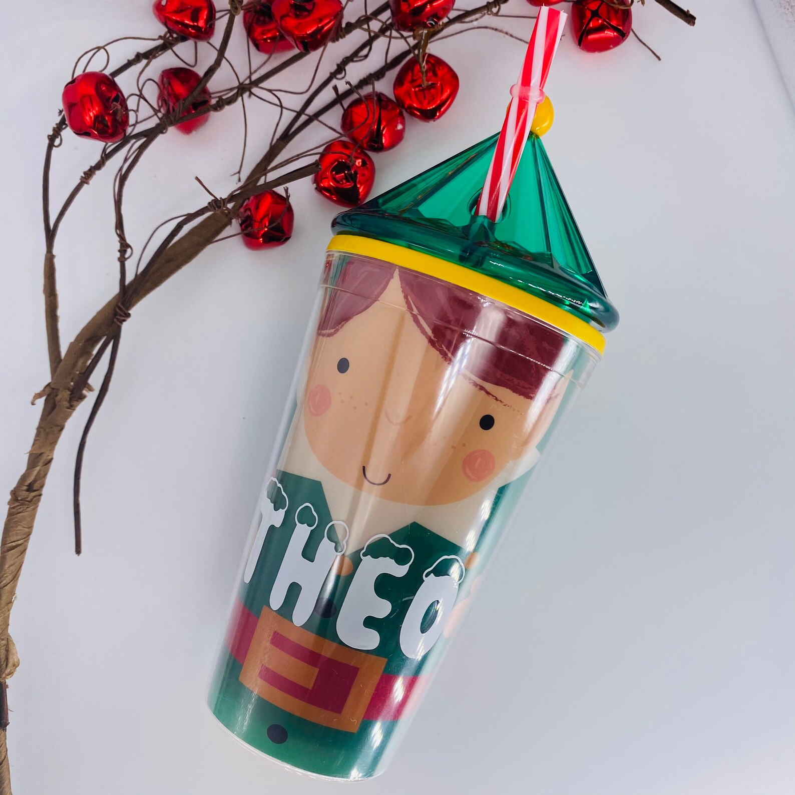 Personalised Christmas Elf Santa Cup With Straw Santa Drinks - Etsy UK