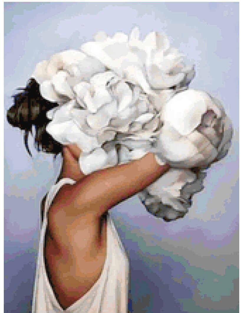 E-cross Stitch Pattern Flower Woman 2, 12x16 Inches, Downloadable PDF ...