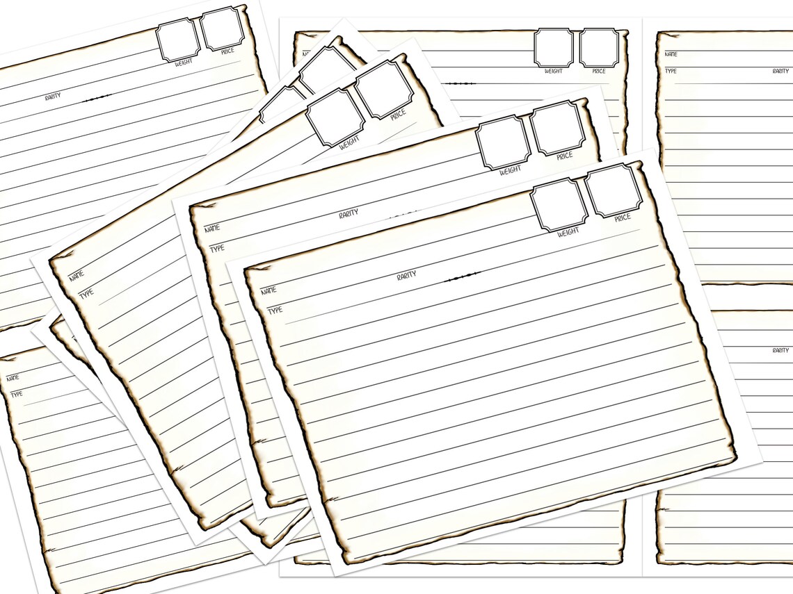 D&D 5e Magic Item Sheet Template Printable Dungeons and - Etsy