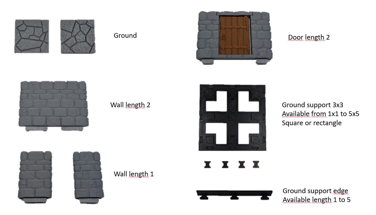 Modular Dungeon Tiles for Dnd, Heroquest, Boardgames ... - Etsy