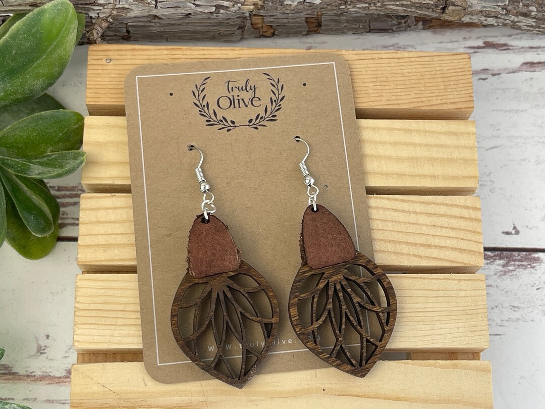 Lightweight Wood Earrings Spirograph Wooden Earrings Filigree Earrings ...