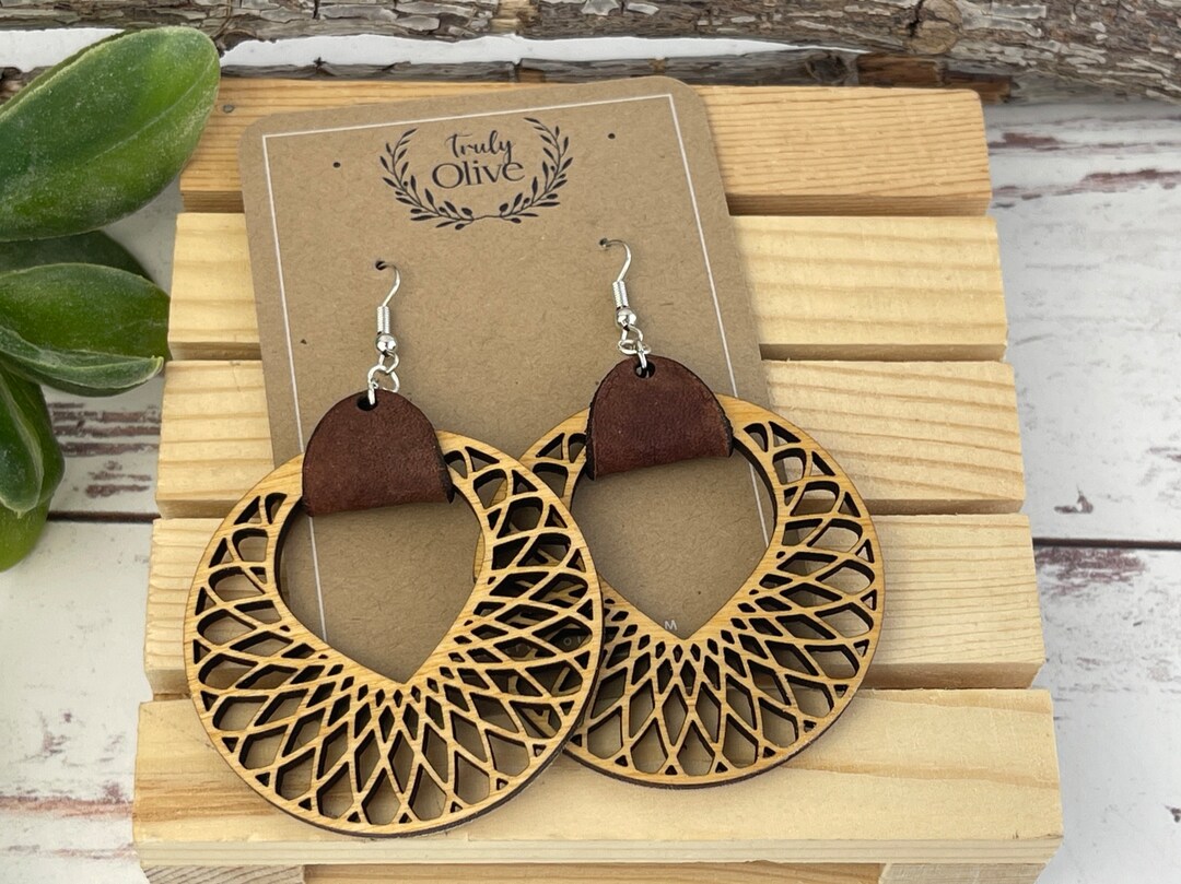 Lightweight Wood Earrings Filigree Wooden Earrings Filigree Earrings ...