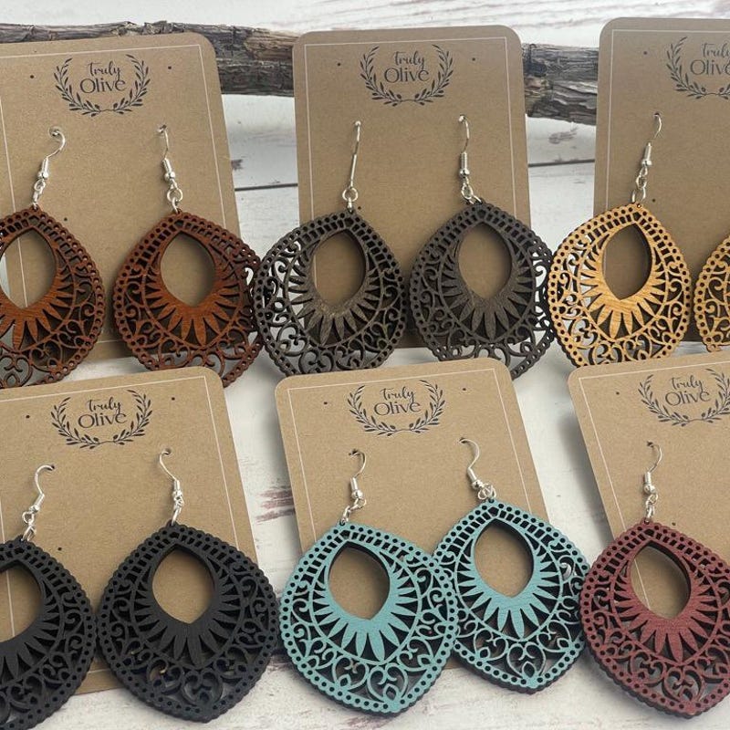 Wooden Earrings - Etsy