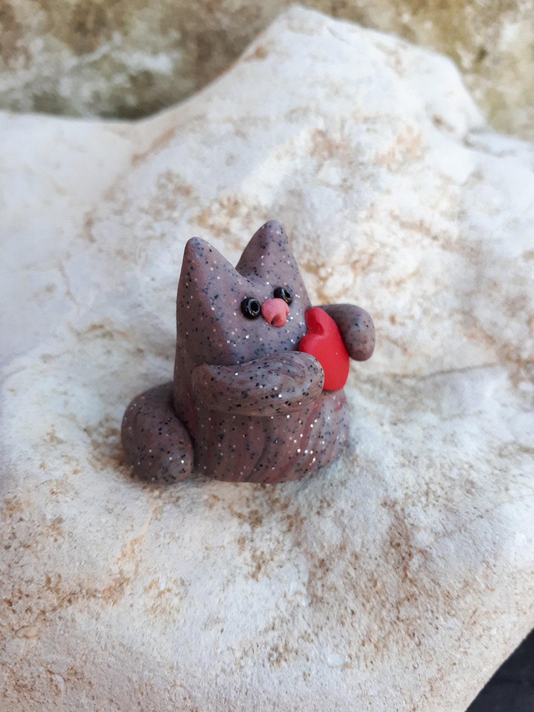 Cute Cat Figurine Handmade Desk Pet Mini Companion Cat Fans, Small Gift ...