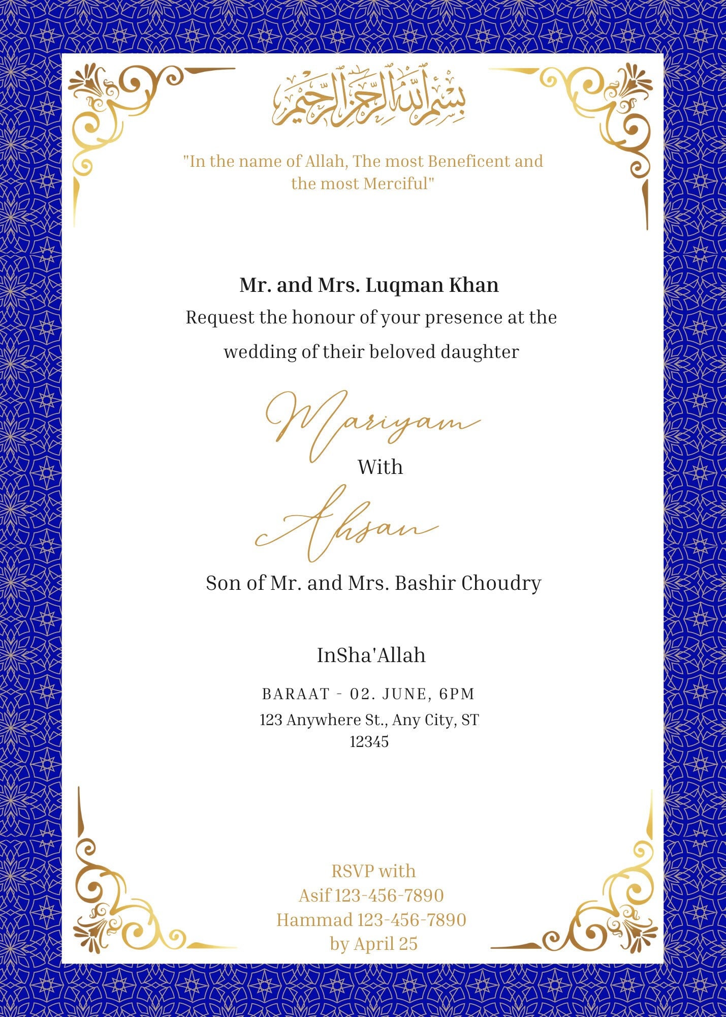 Customizable Pakistani Wedding Invitation Template Nikah, Shaadi ...