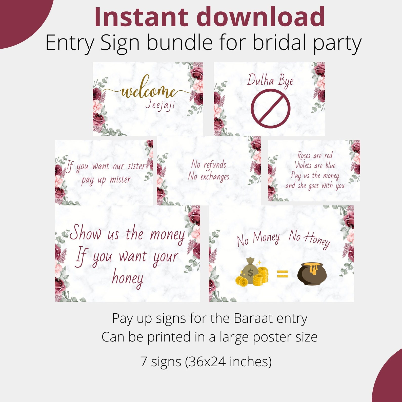 Doli Sign | Wedding Gate Sign | Dulha Entry Signs | Pay up Welcome ...