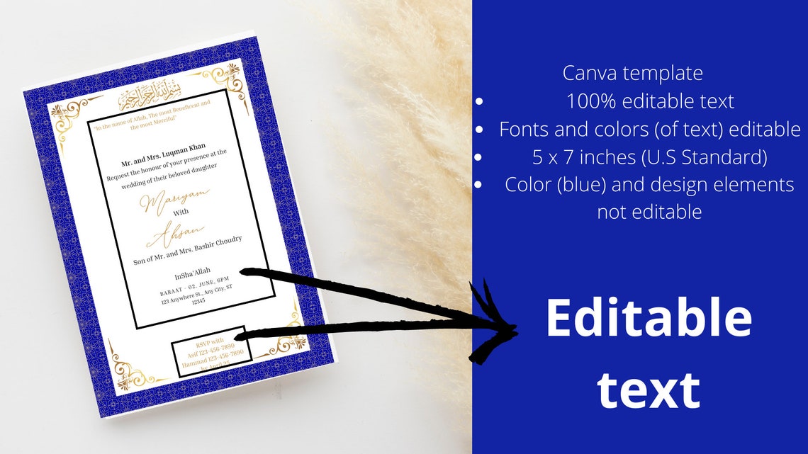 Customizable Pakistani Wedding Invitation Template Nikah, Shaadi ...