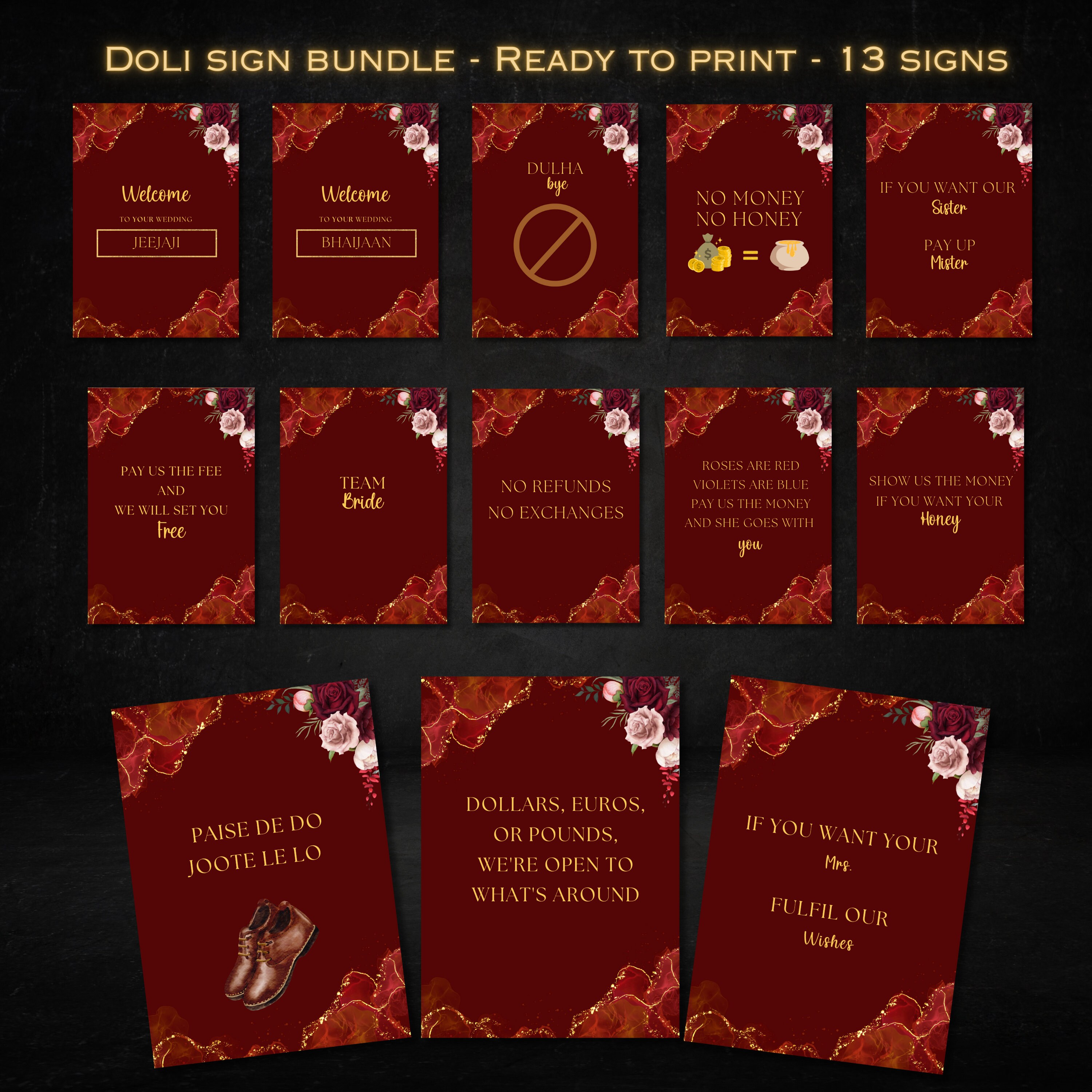 Doli Sign | Wedding Gate Sign | Dulha Entry Signs | Pay up Welcome ...