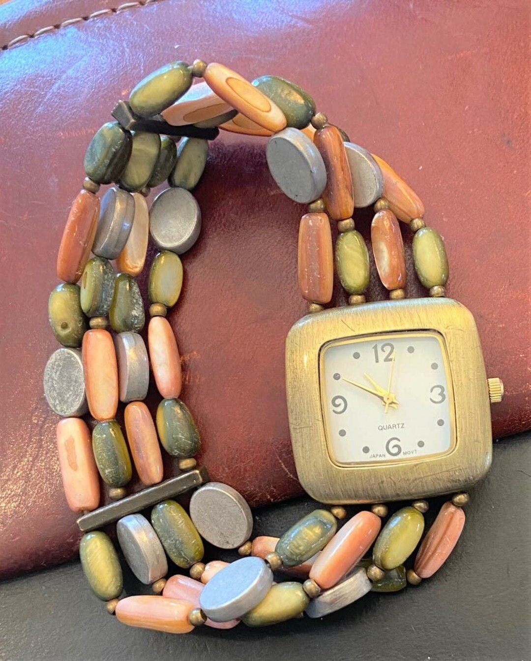 Women's 30mm Brass Toe Watch, Multi-strand Stone Bracelet Band - Etsy