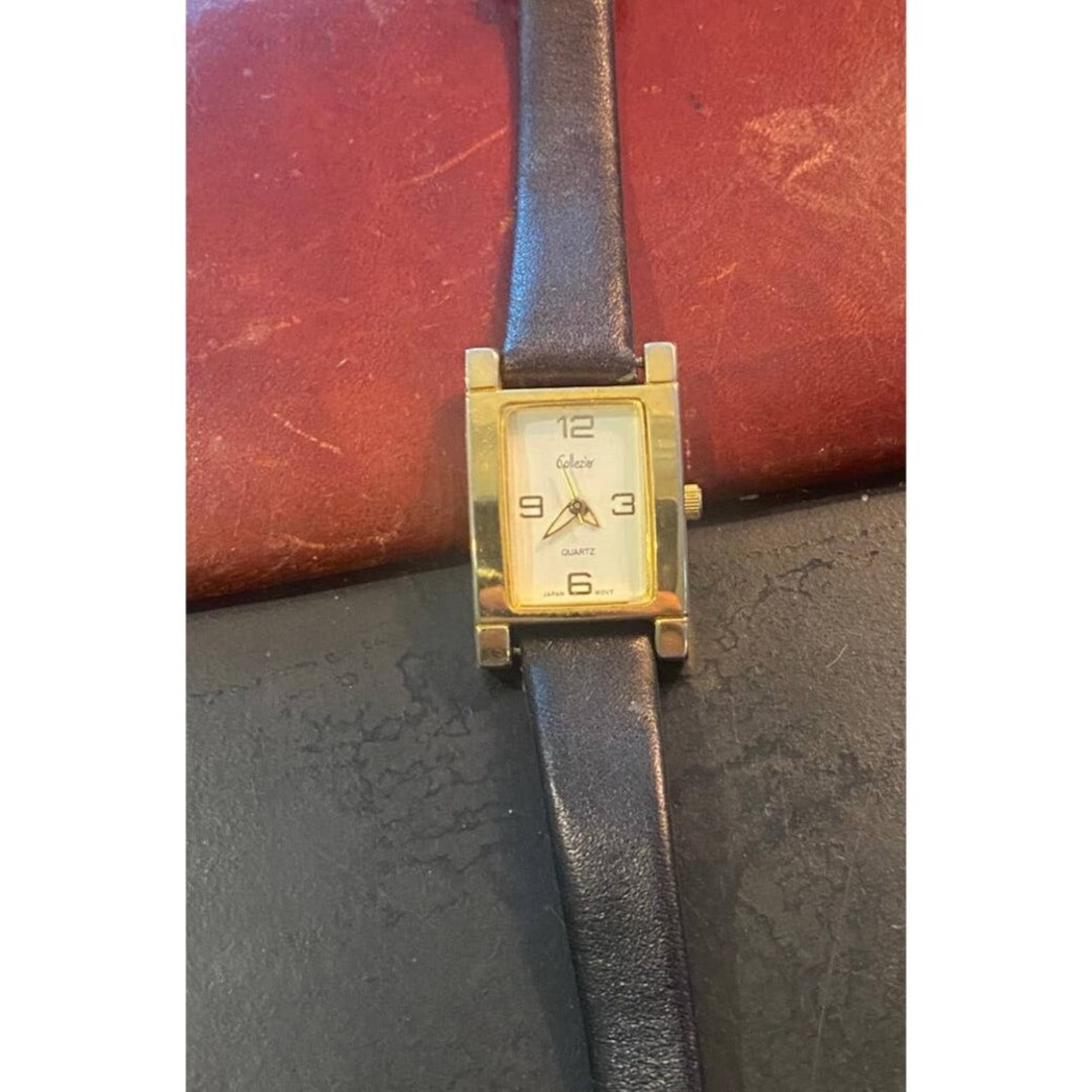 Women's 20mm Gold Tone Collezio Watch, Black Leather Band - Etsy