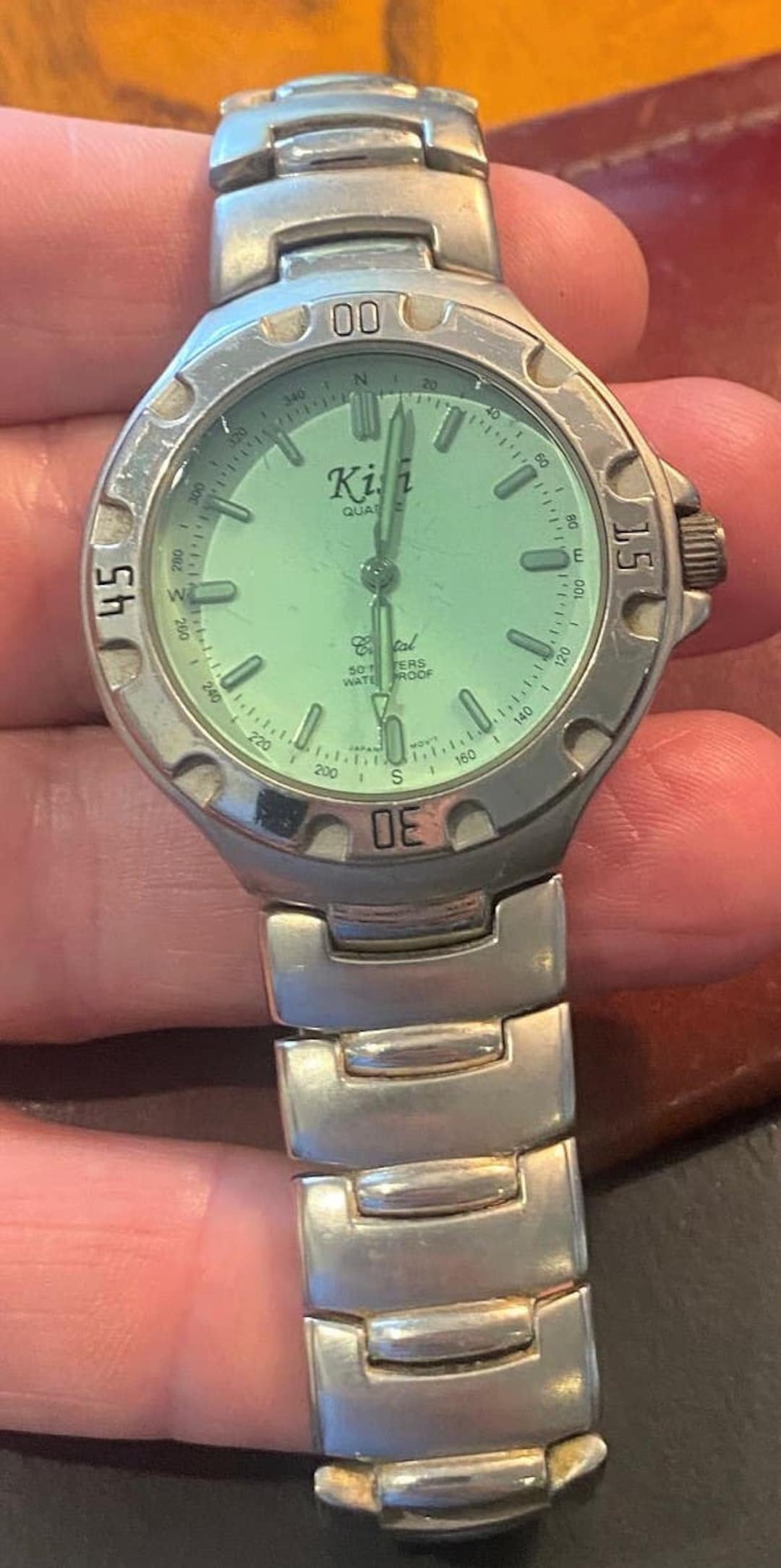 Men's 40mm Brushed Metal Kish Crystal Watch, RW 50M, KHF001 - Etsy