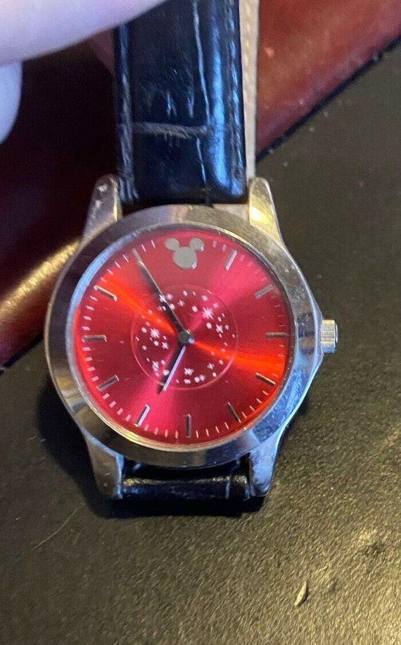 Unisex 35mm Disney Watch, Silver Tone with Red Face, … - Gem