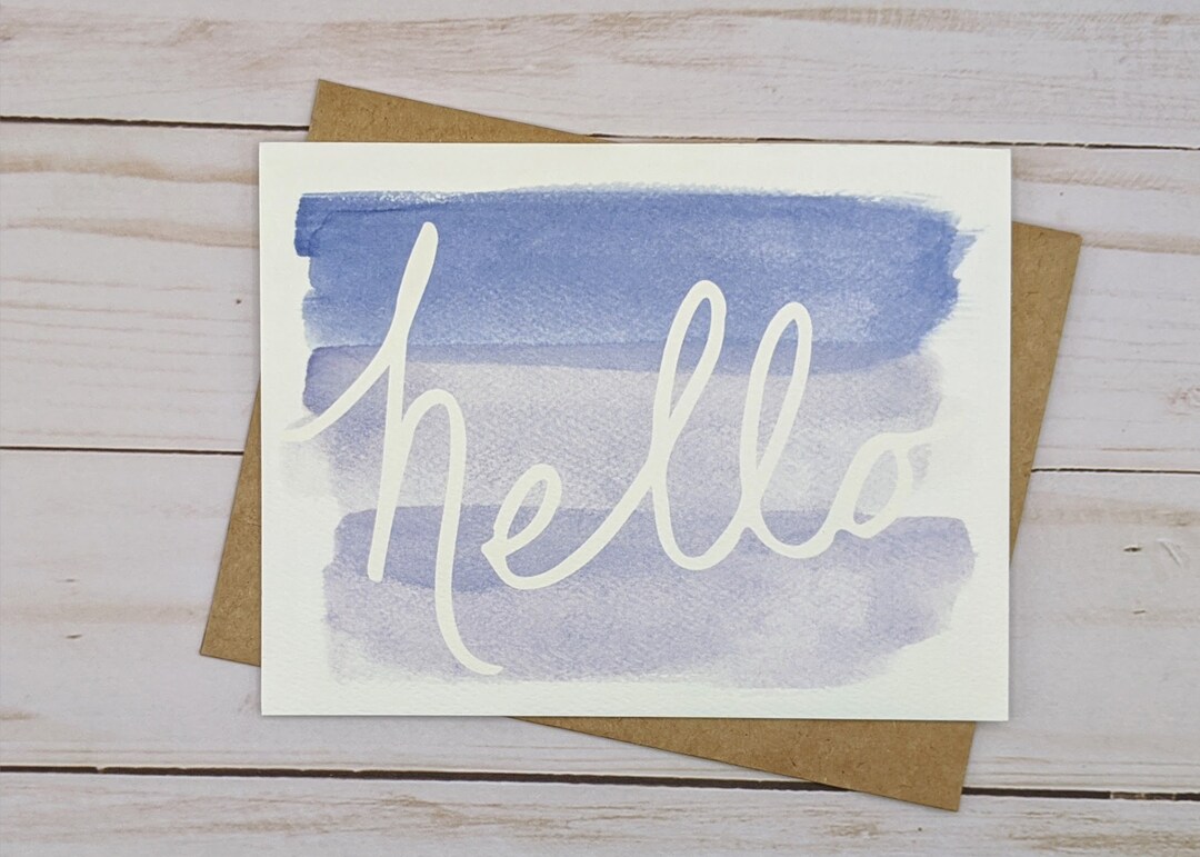 Hello Watercolor Note Card Set, Blank Folded Cards, Thank You Card ...