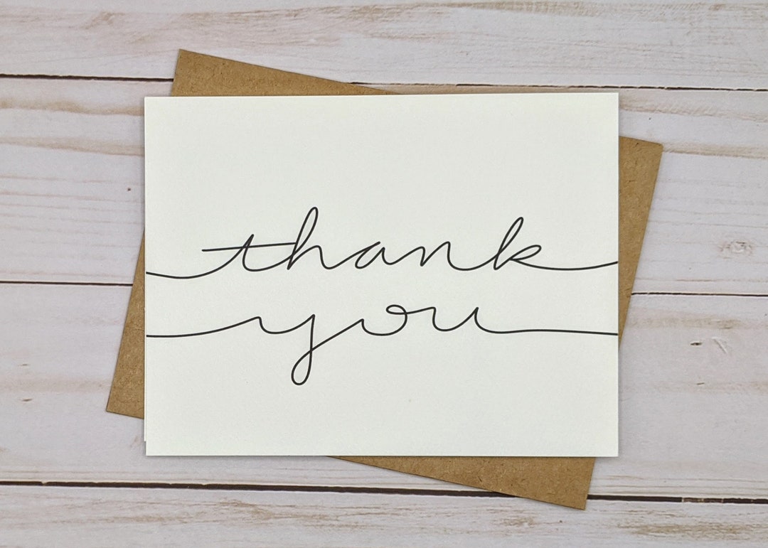 Thank You Script Note Card Set, Blank Folded Cards, Thank You, Simple ...