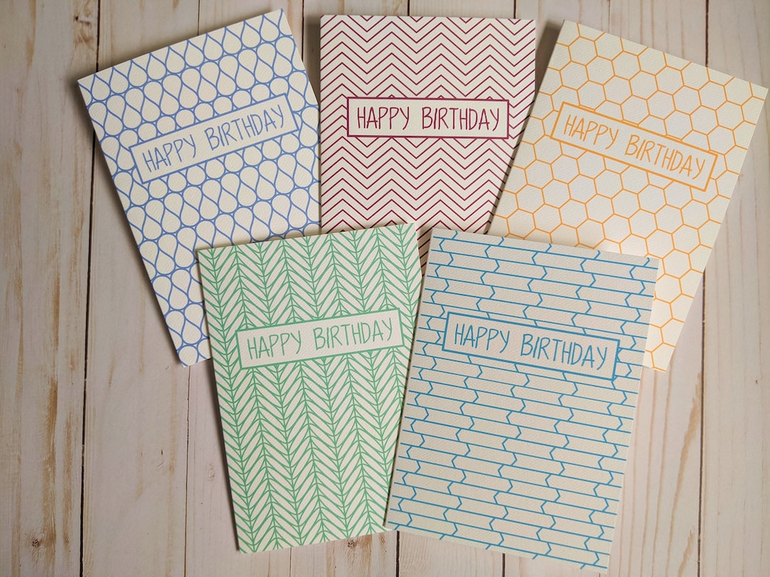 Happy Birthday Card Set, Birthday Cards, Bulk Birthday Cards, Geometric ...