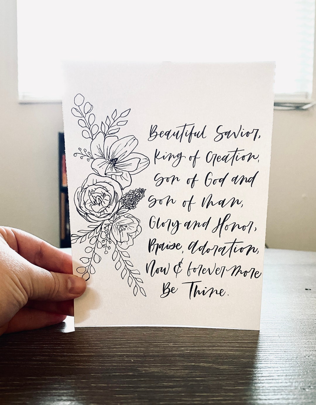 Custom Handlettered Hymn With Flower Detail Custom Bible Verse ...