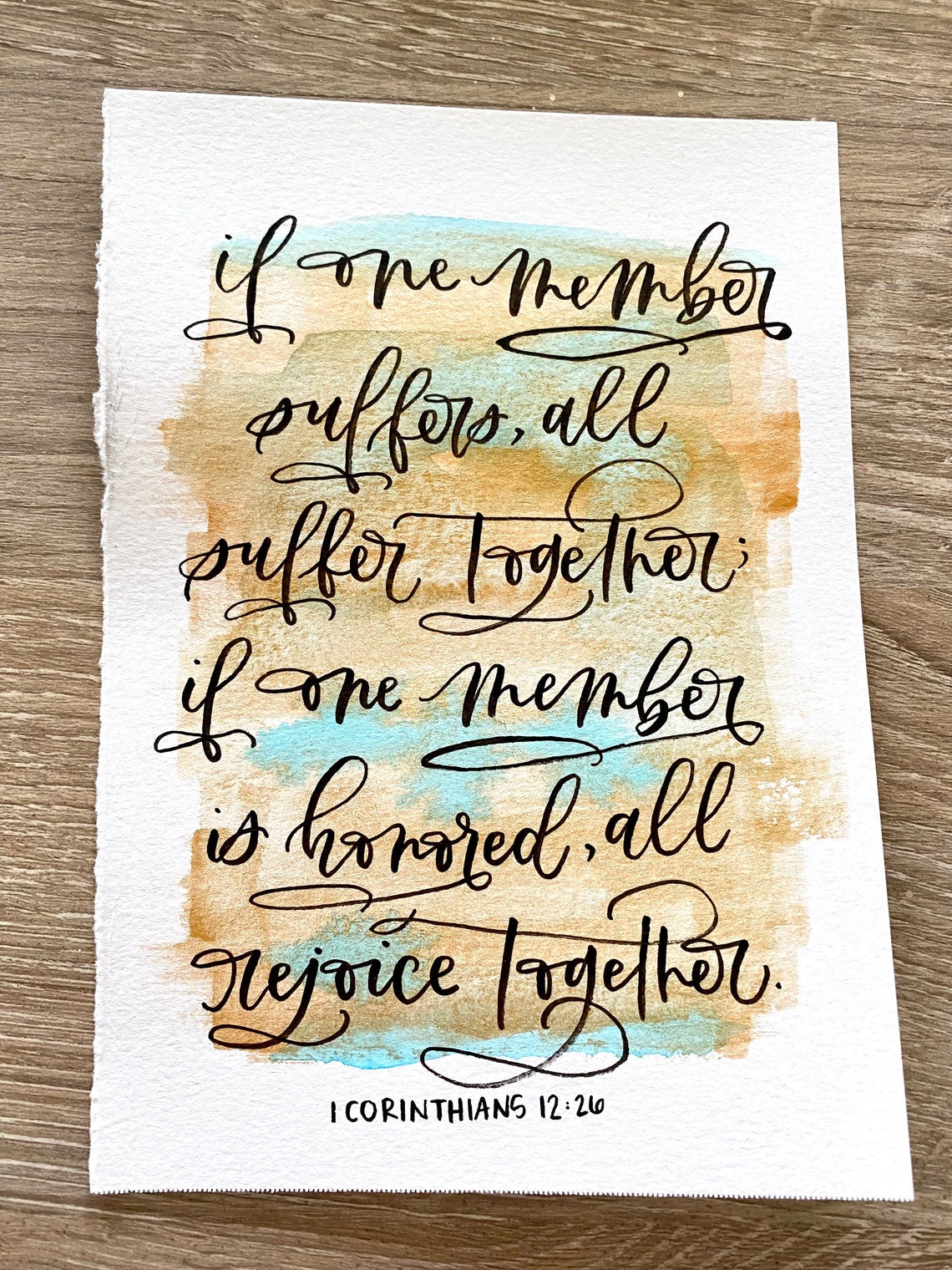 Custom Handlettered Bible Verse With Gold Background, Calligraphy Bible ...