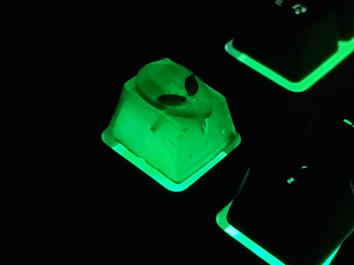 Alien Head Keycap Flying Saucer Little Green Men UFO | Etsy