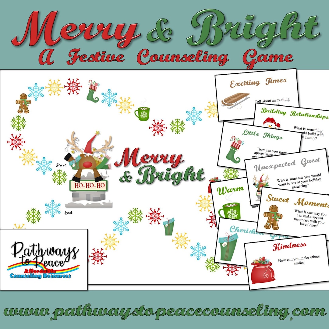 Merry & Bright Christmas Themed Counseling Game - Hard Copy - Etsy