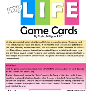 My Life Game Cards - Turn the Game of Life Into a Counseling Game! - Etsy