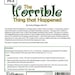 The Horrible Thing That Happened, CBT Counseling Game, Trauma, Grief - Etsy