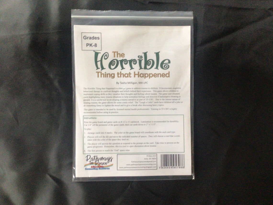 The Horrible Thing That Happened, CBT Counseling Game, Trauma, Grief - Etsy