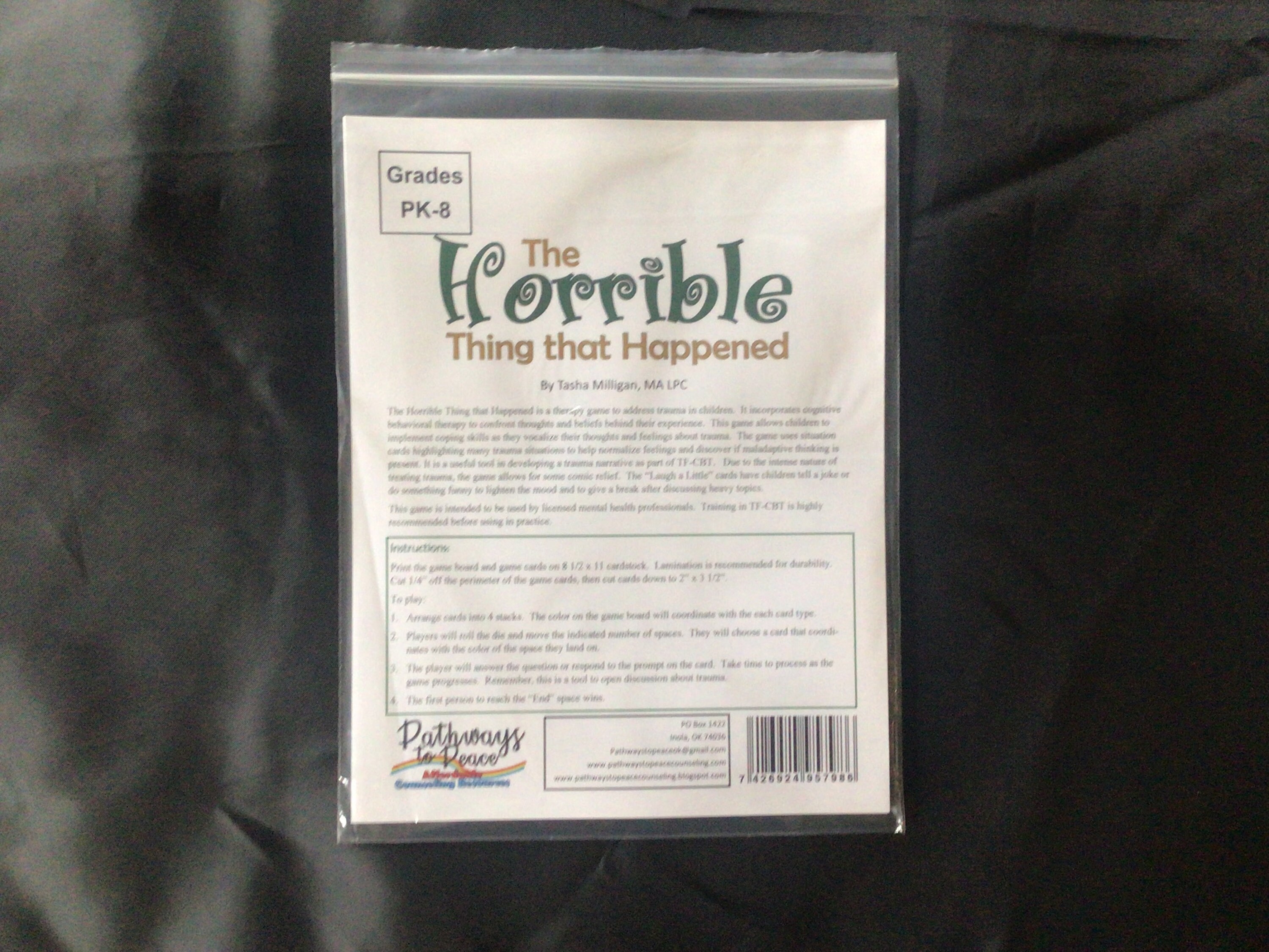 The Horrible Thing That Happened, CBT Counseling Game, Trauma, Grief - Etsy