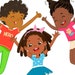 Happy Kids PNG Clipart, African American Kids Jumping Clipart, Birthday ...