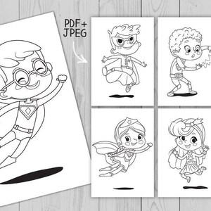 Super Hero Kids Coloring Pages Set of Super Hero | Etsy