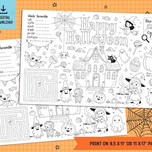 Printable Halloween Coloring Placemat, Halloween Coloring Page ...