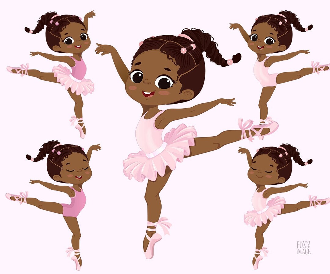 Ballerina Clipart, Little Ballet Characters, African-american ...