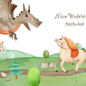 Watercolor Fairy Tale, Prince, Princess, Dragon, Scary, Castle ...