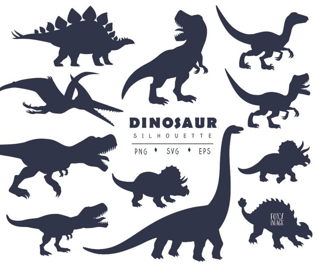 Dinosaur Silhouette Clipart: T-rex, PNG, SVG, EPS (digital Download ...