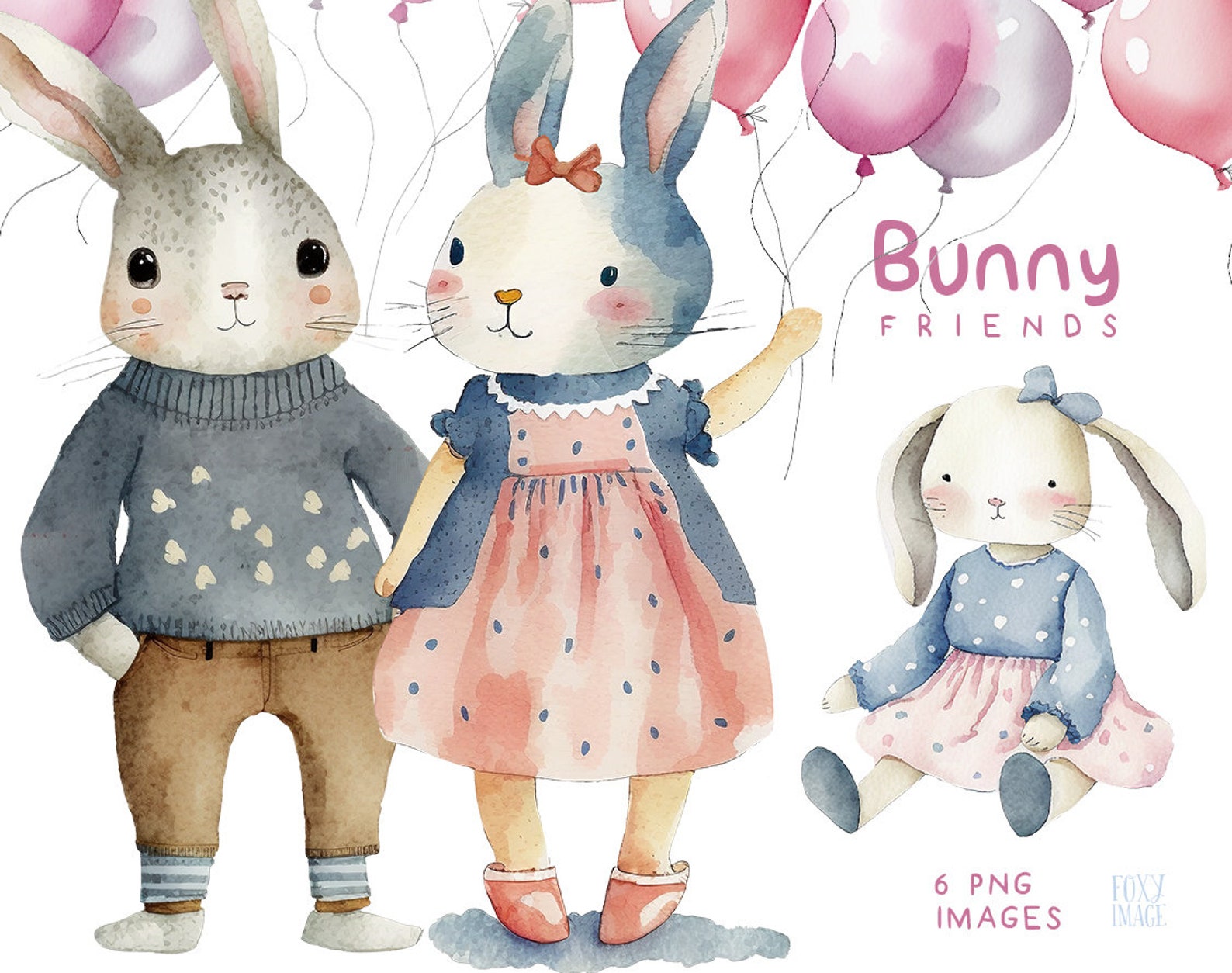 Easter Bunny Clipart, Bunny PNG Clipart, Boy and Girl, Little Bunny ...