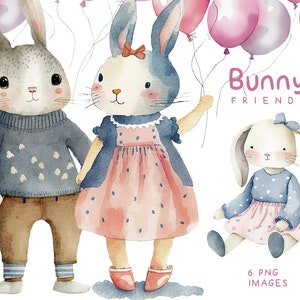 Easter Bunny Clipart, Bunny PNG Clipart, Boy and Girl, Little Bunny ...