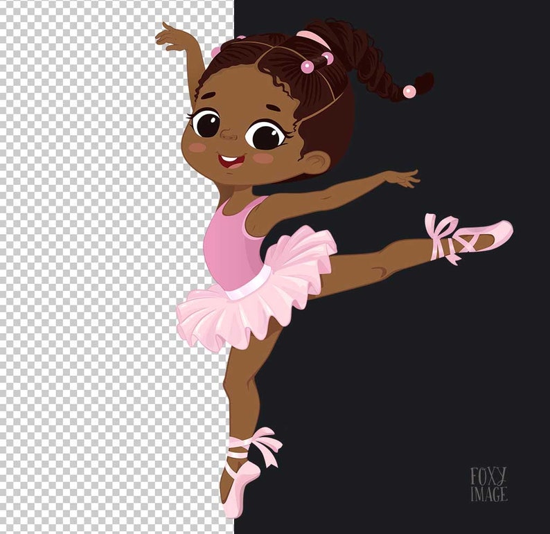 Ballerina Clipart, Little Ballet Characters, African-american ...