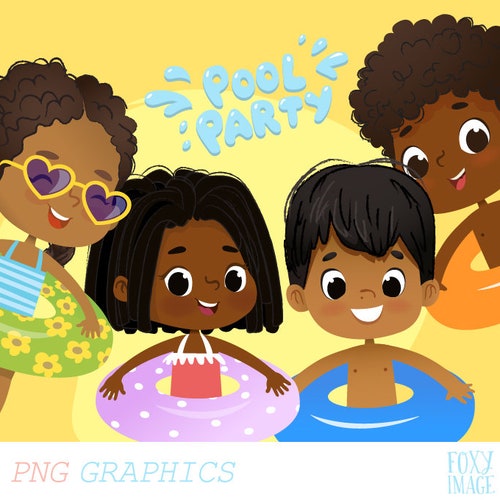 Pool Party Pool Boys and Girls Pool Party Clipart Swim - Etsy Canada