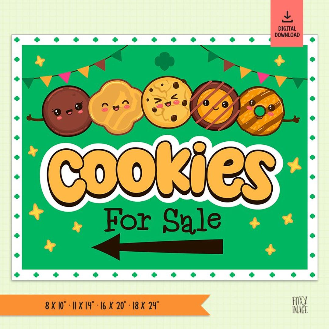 Cookie Booth Decor, Cookies Sold Here, Printable Cookie Stand Sign ...