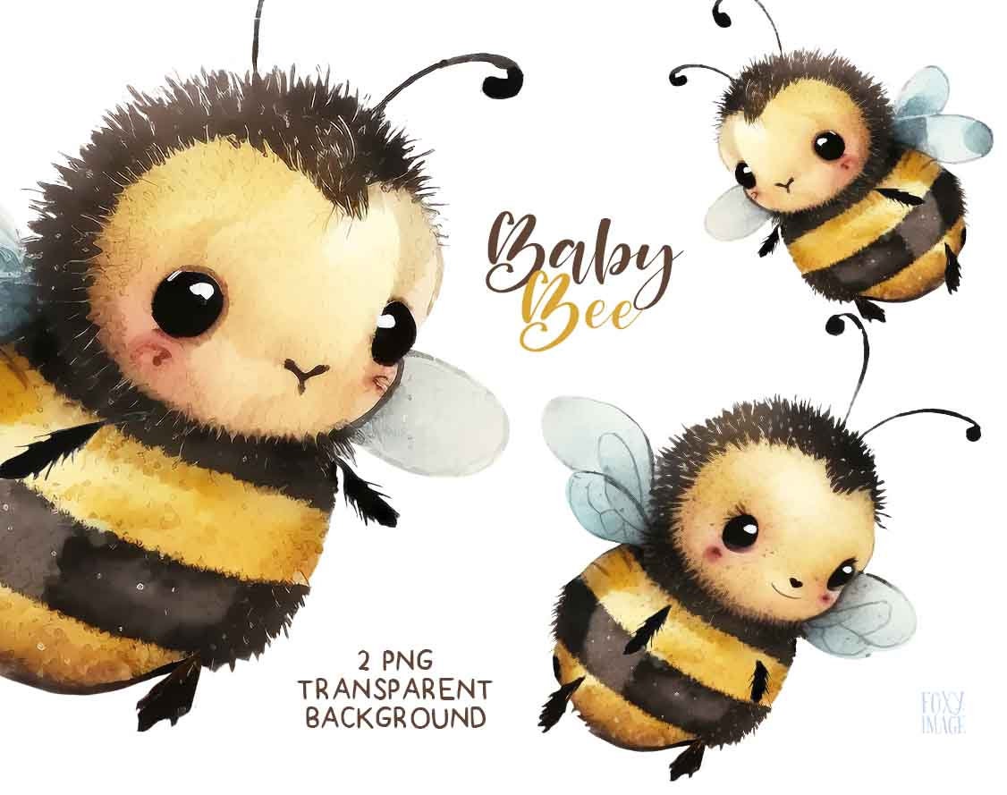 Bee Watercolor, Baby Bee, Bee Kids Illustration, Bee PNG, Beebook ...