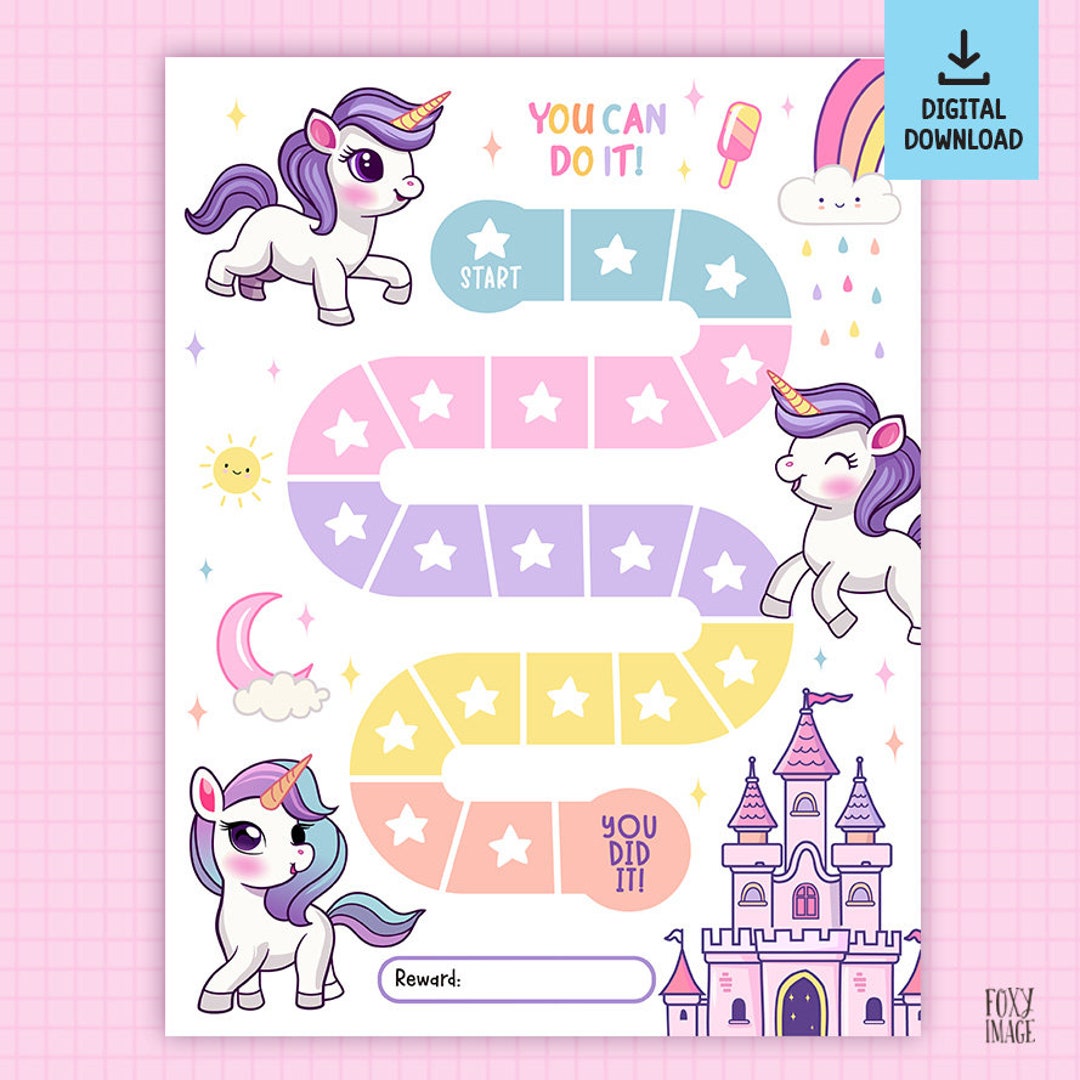 Printable Unicorn Reward Chart, Unicorn Behavior Chart, Toddler ...