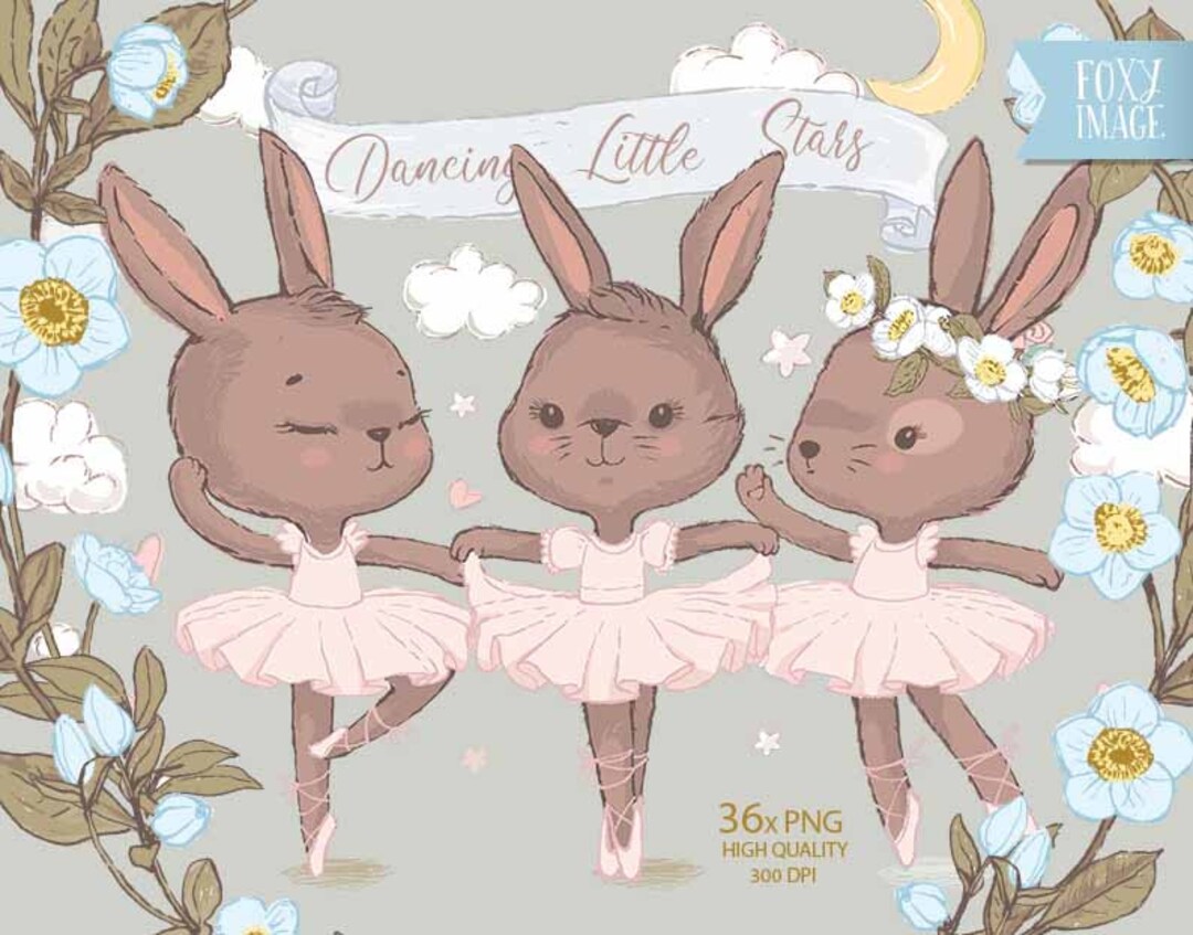 Brown Ballerina Bunny, Dancing Bunny PNG Clipart, Little Bunny in Pink ...