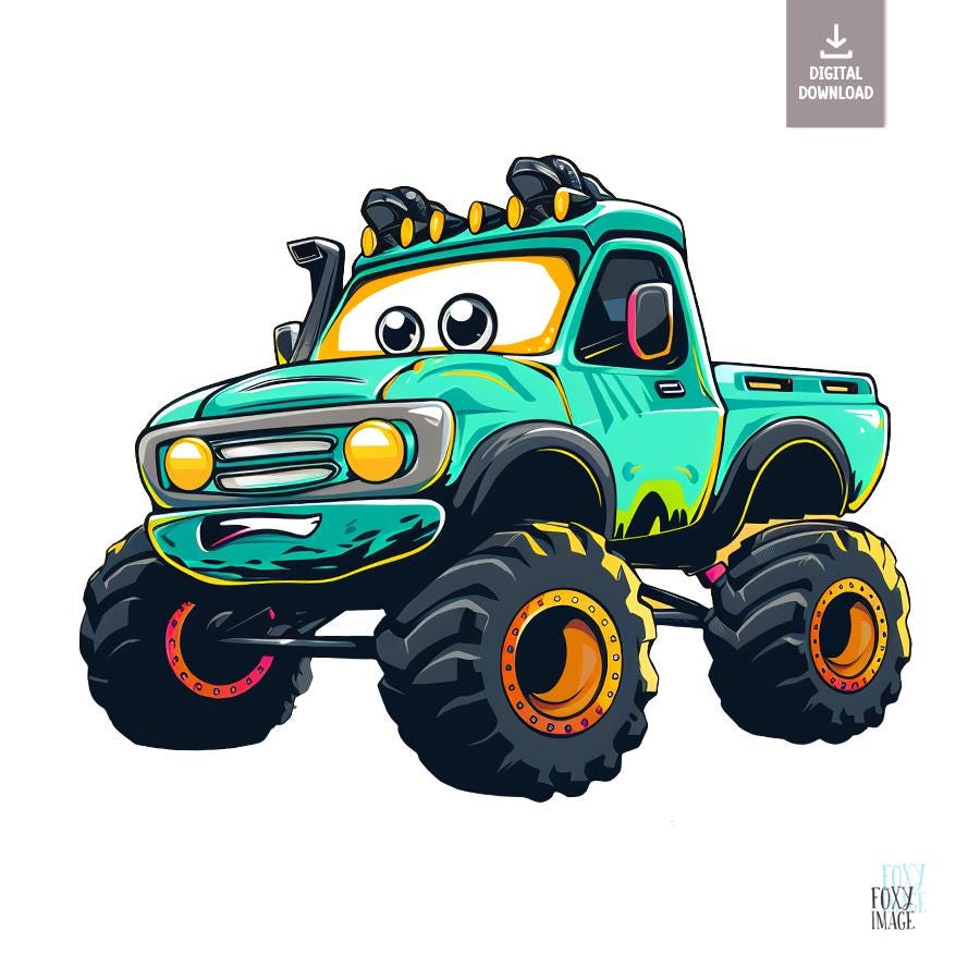 Monster Truck Clipart, Monster Truck PNG, Instant Digital Download ...